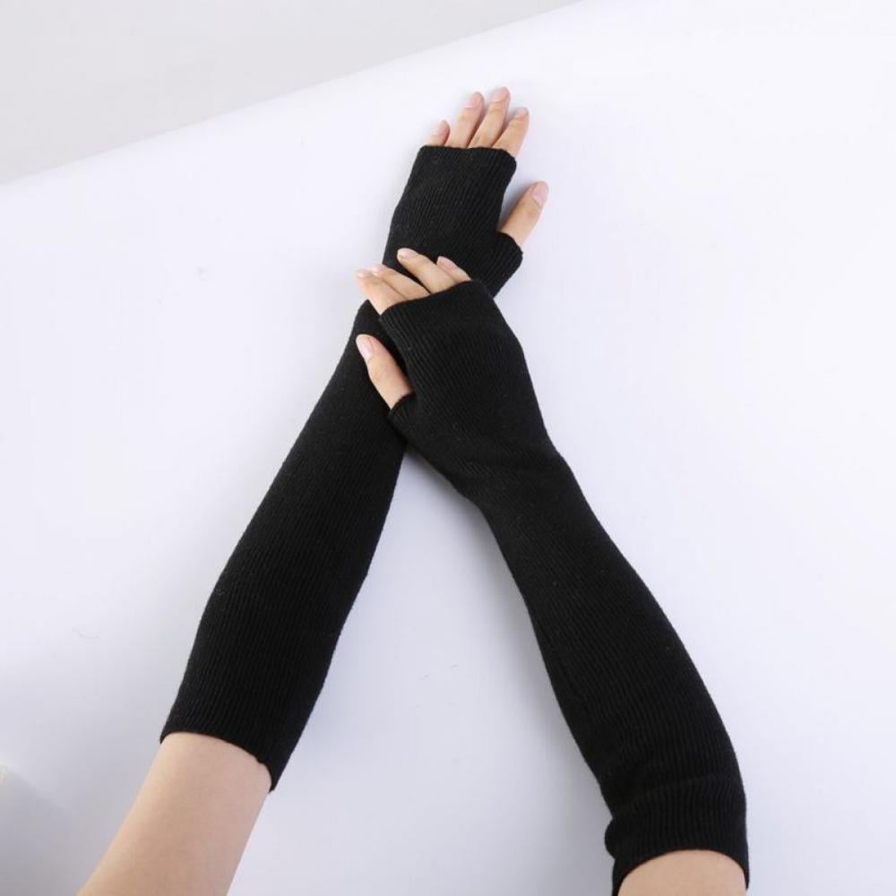 Monfince Winter Women Long Fingerless Gloves Knit Arm Warmer Elbow ...