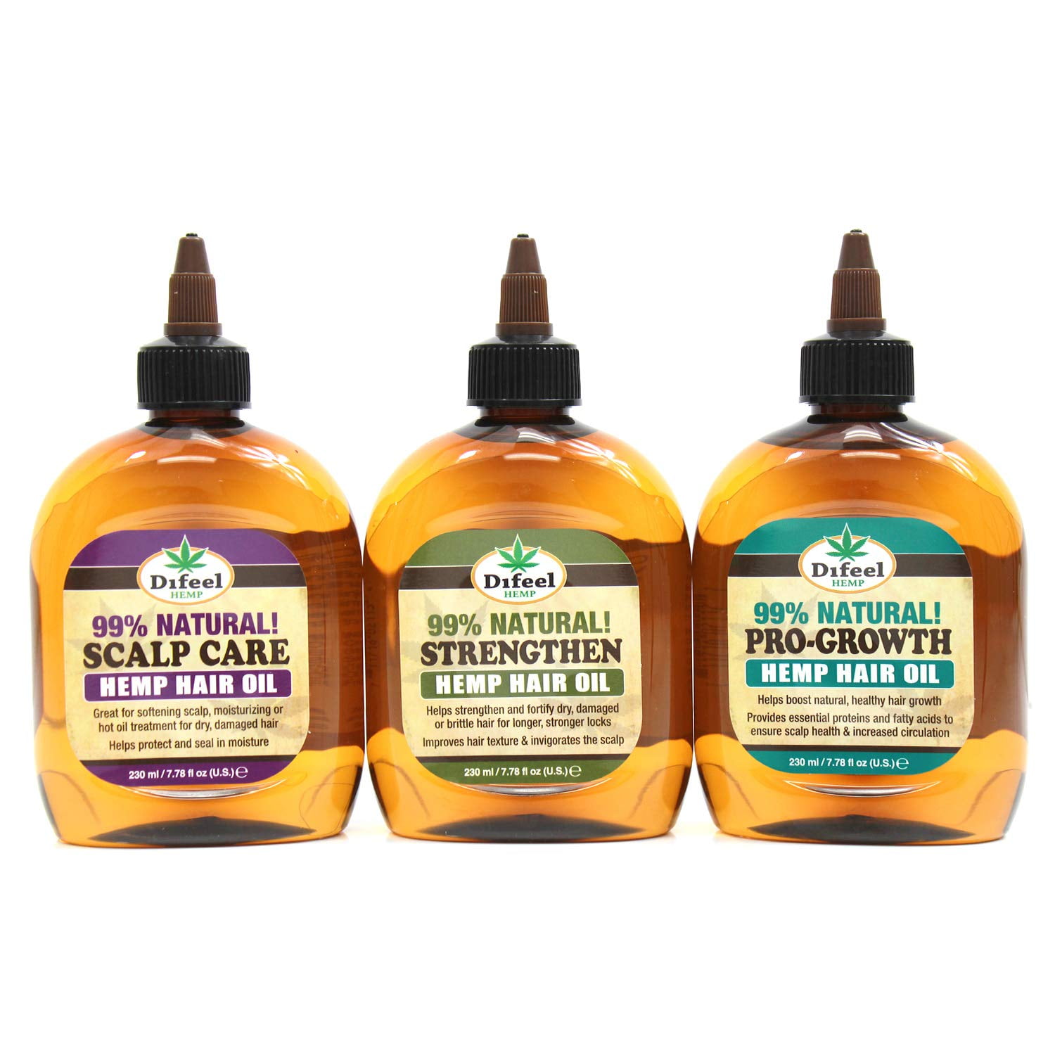 Difeel Hemp 99 Natural Hemp Hair Oil 78 Ounce Collection 3 Pc Set