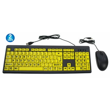 Large Print Wired Keyboard and Wireless Mouse Set - Walmart.com