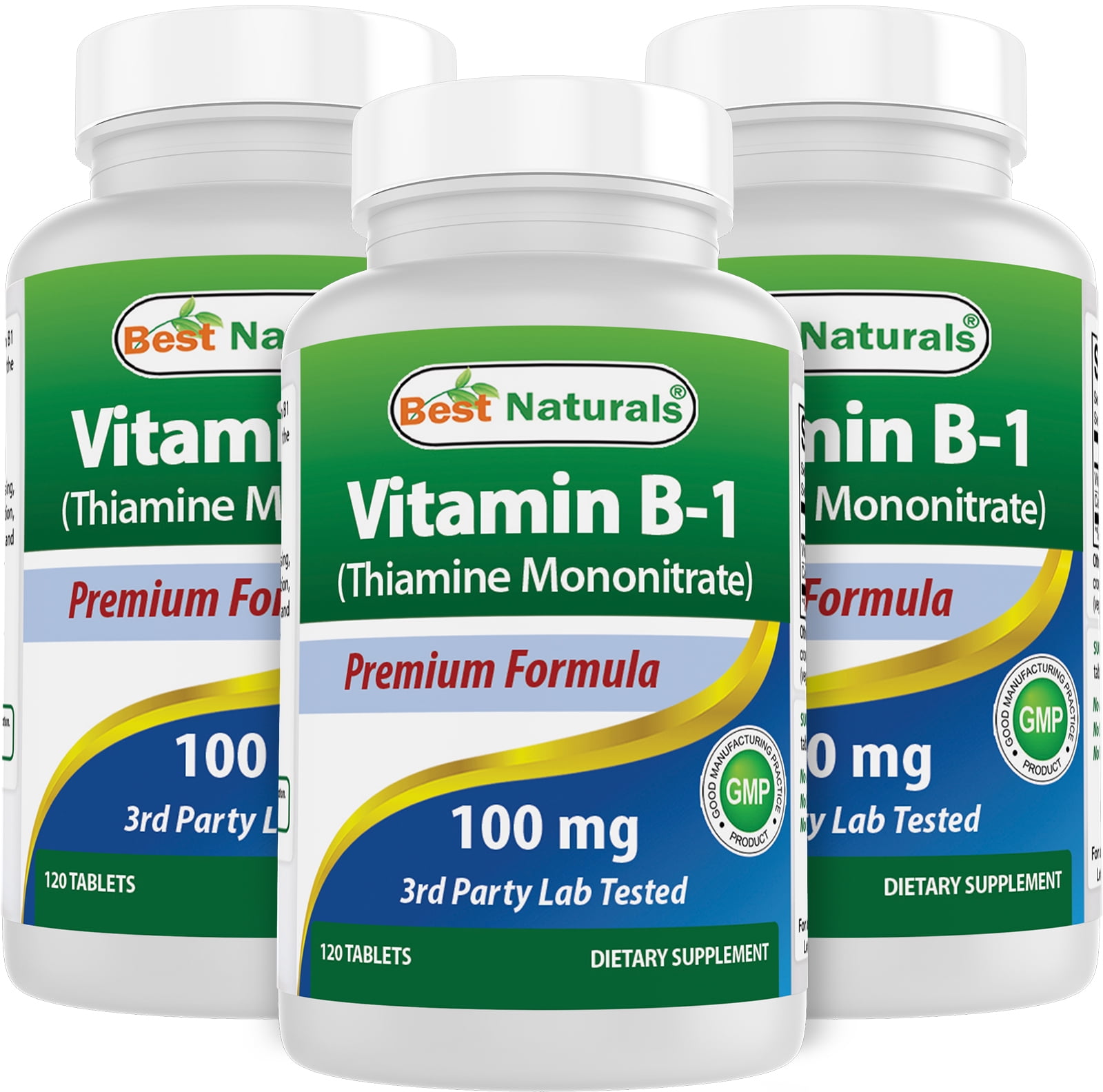 3 Pack Best Naturals Vitamin B1 100 mg 120 Tablets - Walmart.com