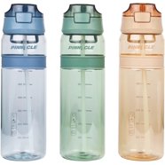 Mainstays 32 fl oz Rich Black Solid Print Plastic Water Bottle with 2 ...