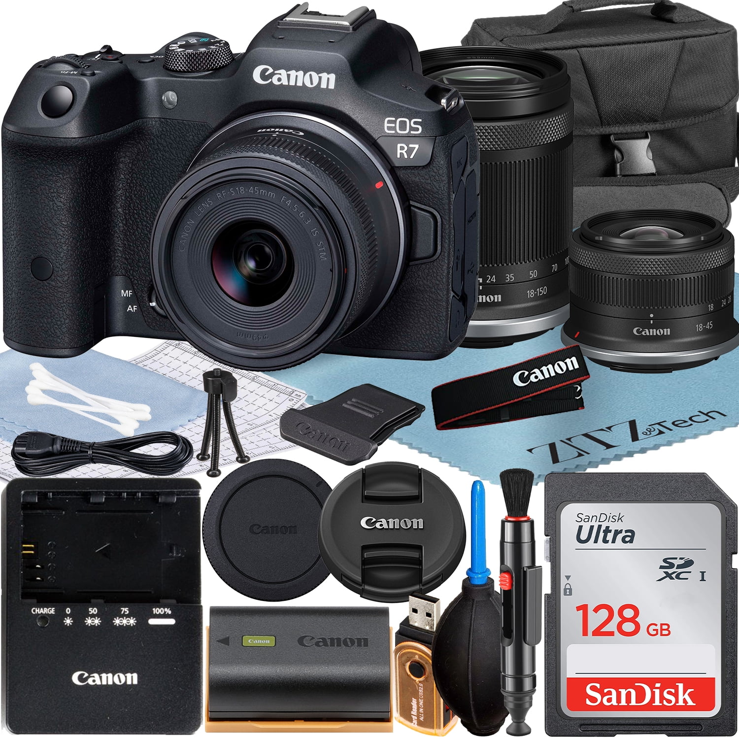 Canon EOS R7 Mirrorless Camera with RF-S 18-45mm + 18-150mm Lens ...