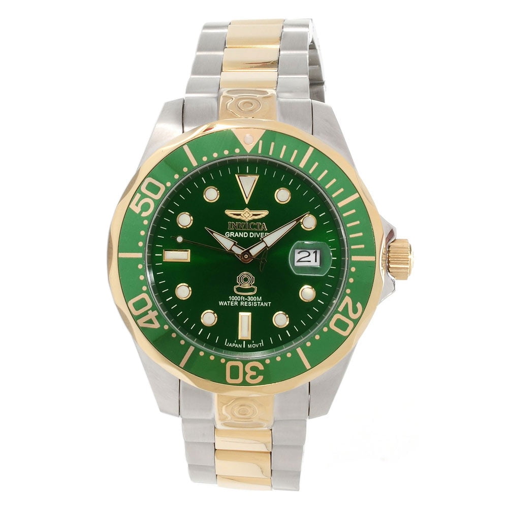 Invicta Men's 13928 Grand Diver Green Dial Two Tone Steel Bracelet ...