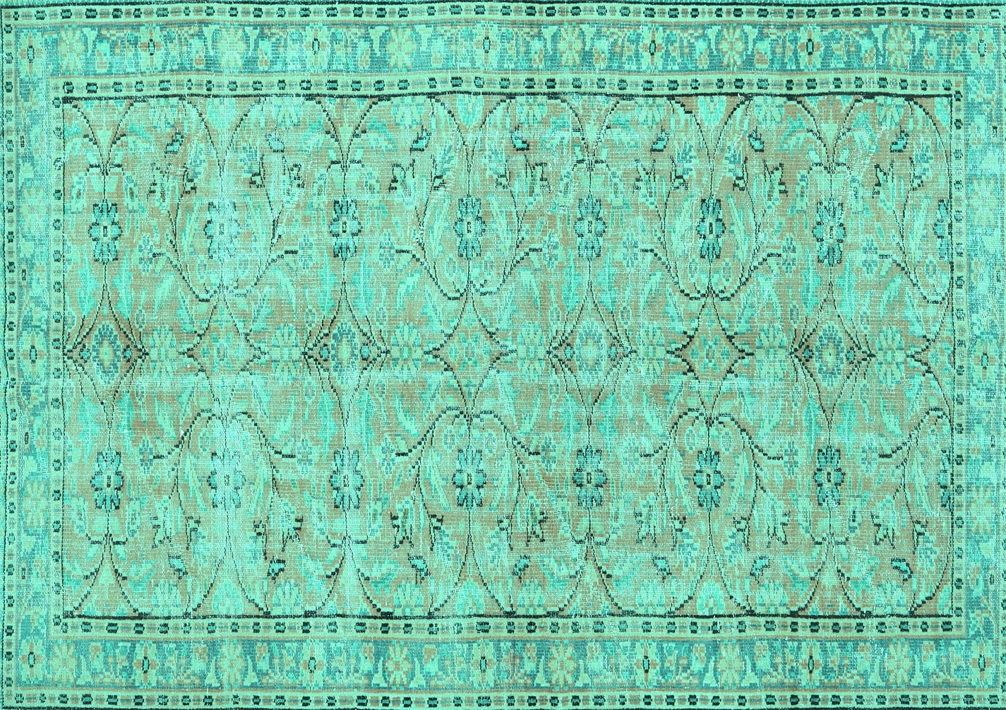 Ahgly Company Machine Washable Indoor Rectangle Persian Turquoise Blue ...