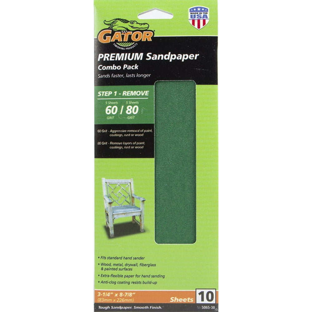 Gator Premium Sanding Sheet 60/80 Grit, 10 Pack - Walmart.com - Walmart.com