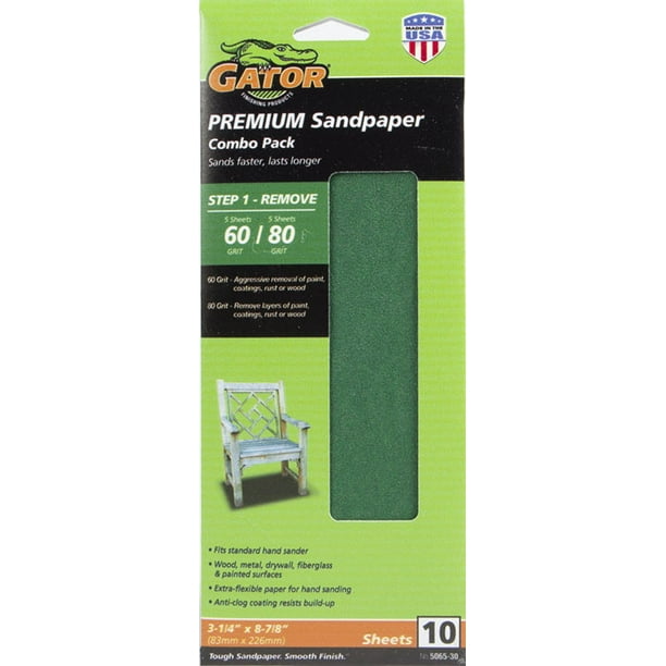 Gator Premium Sanding Sheet 60/80 Grit, 10 Pack - Walmart.com - Walmart.com