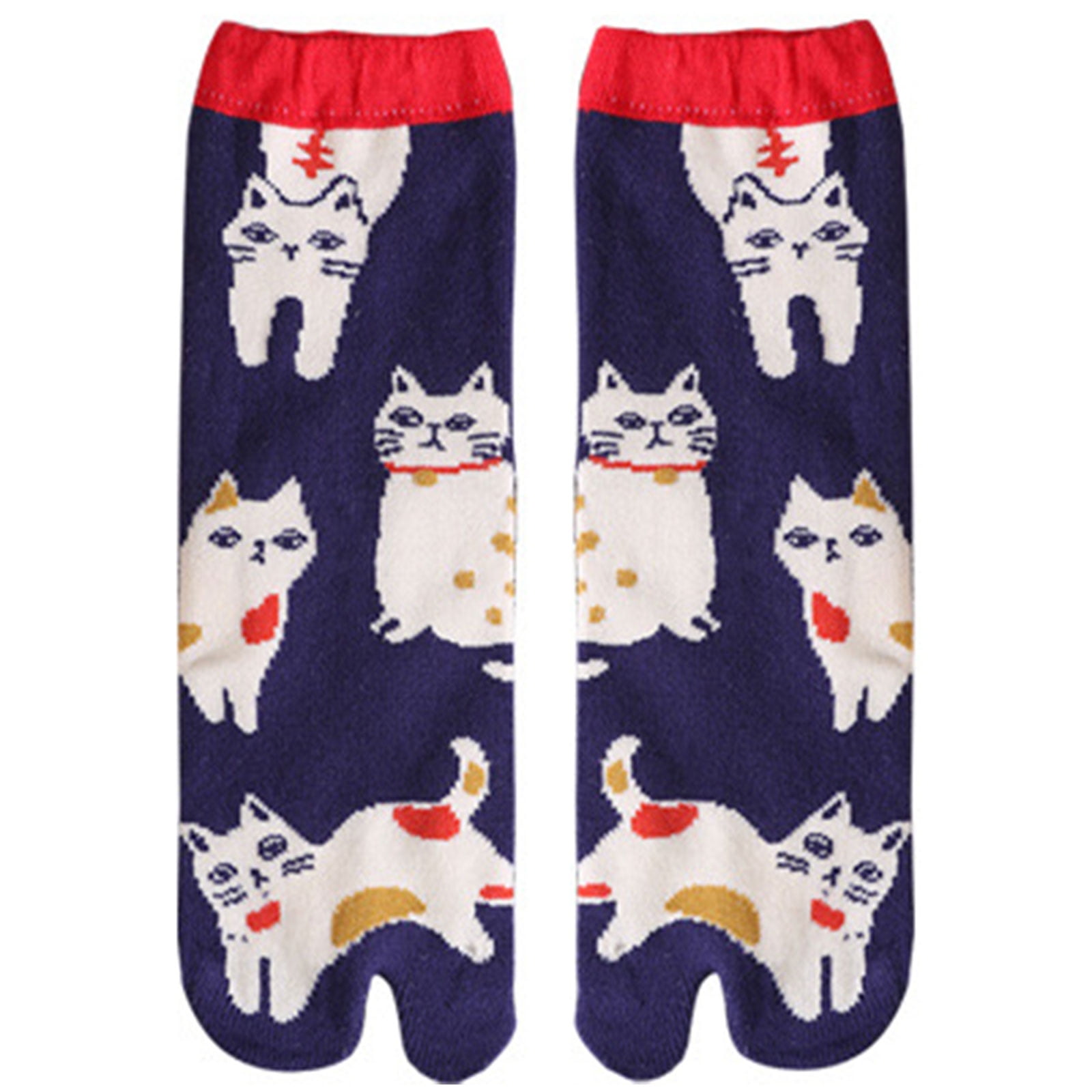 ZUARFY Women Split Toe Kimono Tabi Crew Socks Cute Cat Floral Print ...