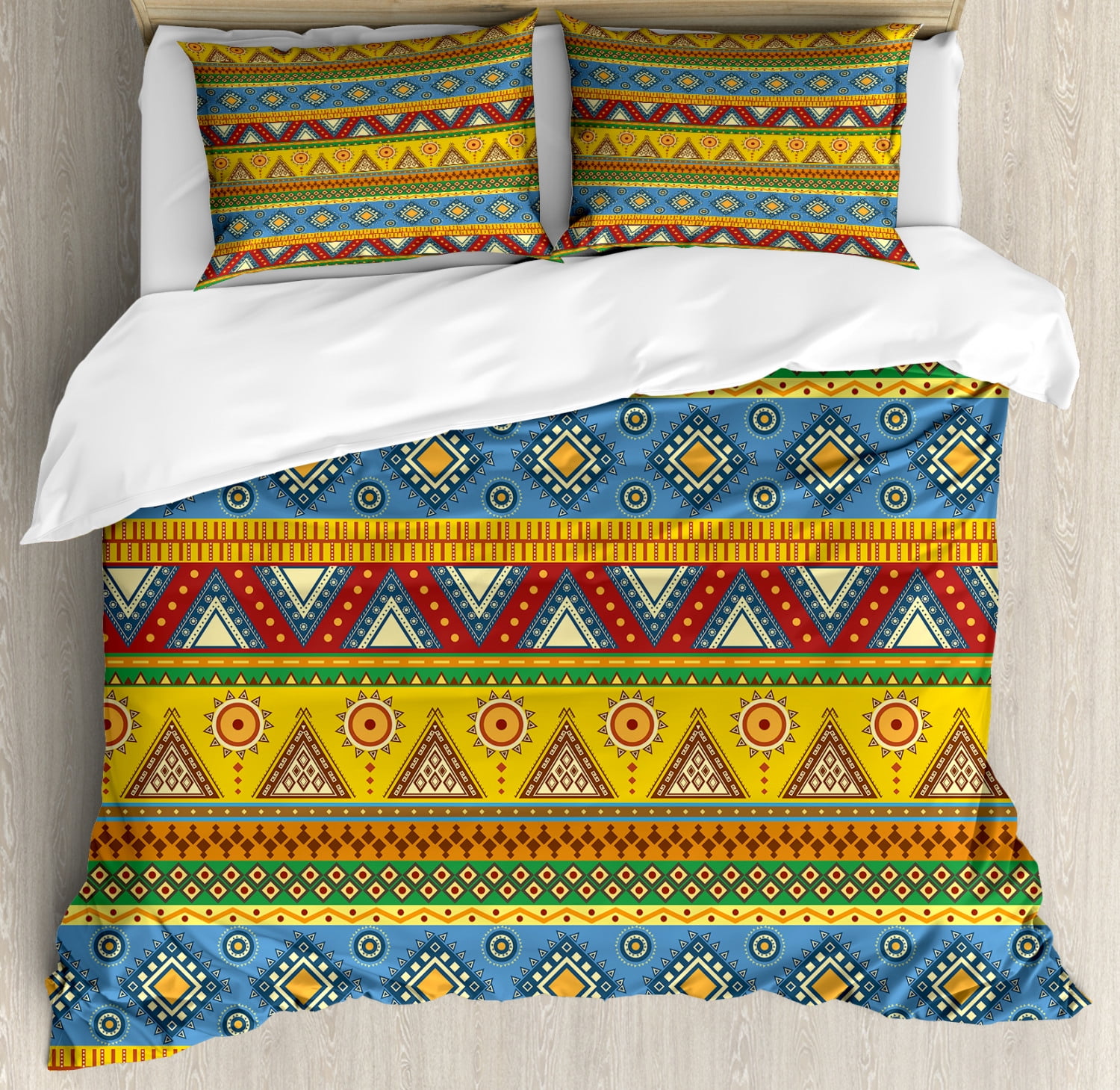 Aztec Duvet Cover Set King Size, Traditional Classic Tribal Style Folk ...