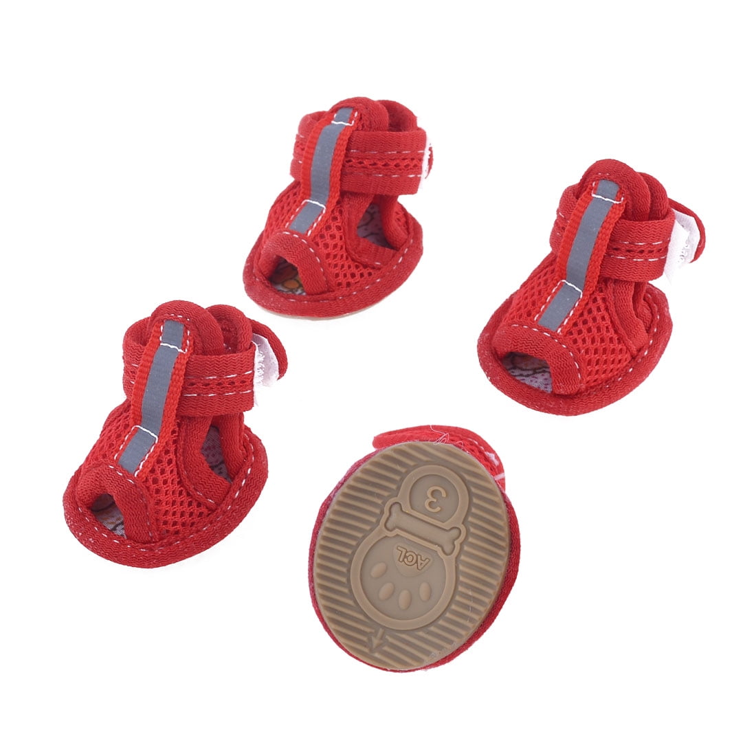 Unique Bargains 2 Pairs Rubber Sole Red Mesh Sandals Yorkie Chihuaha ...