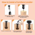 8 Set Black Adjustable Furniture Leveling Feet 3/8 UNC Thread For ...