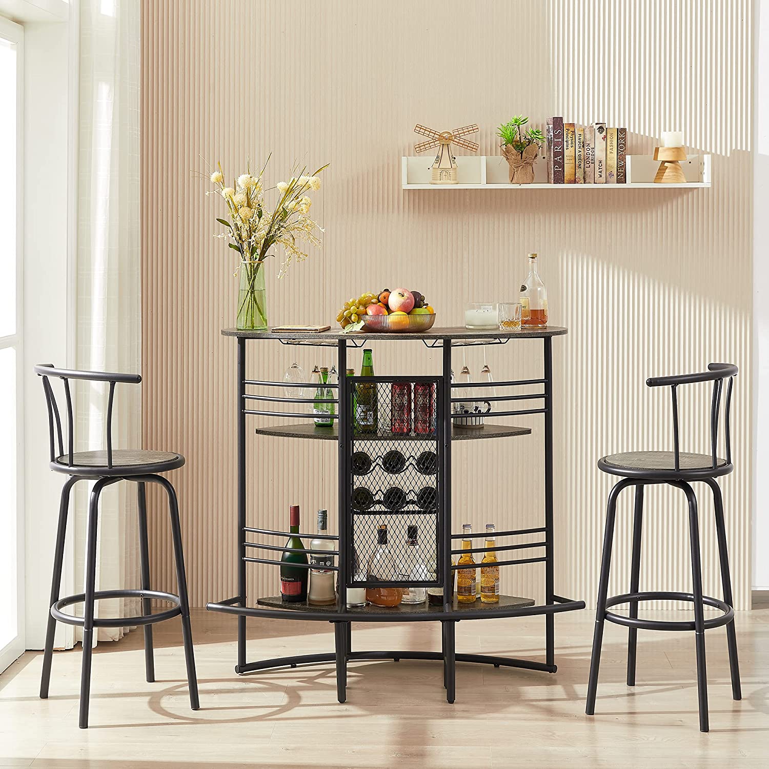 SHMAMT Rack Table Modern Bar Unit with Storage Footrest, Industrial ...