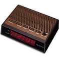 Vintage wood grain style small nightstand alarm clock with red LED ...