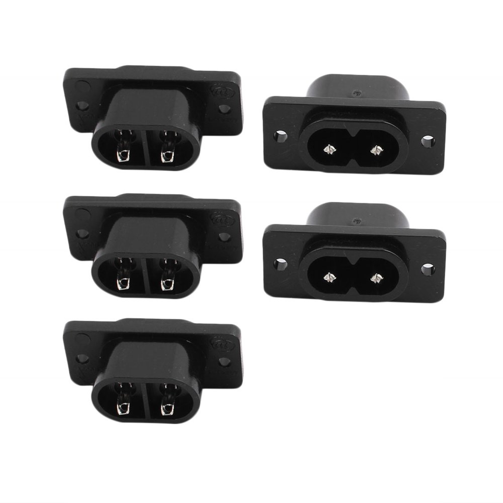 5Pcs 2 Terminals Soldering C8 Type Power Inlet Connector Black ...