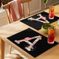 Black Letter A Flower Placemats Set of 6, Watercolor Alphabet A Pink ...