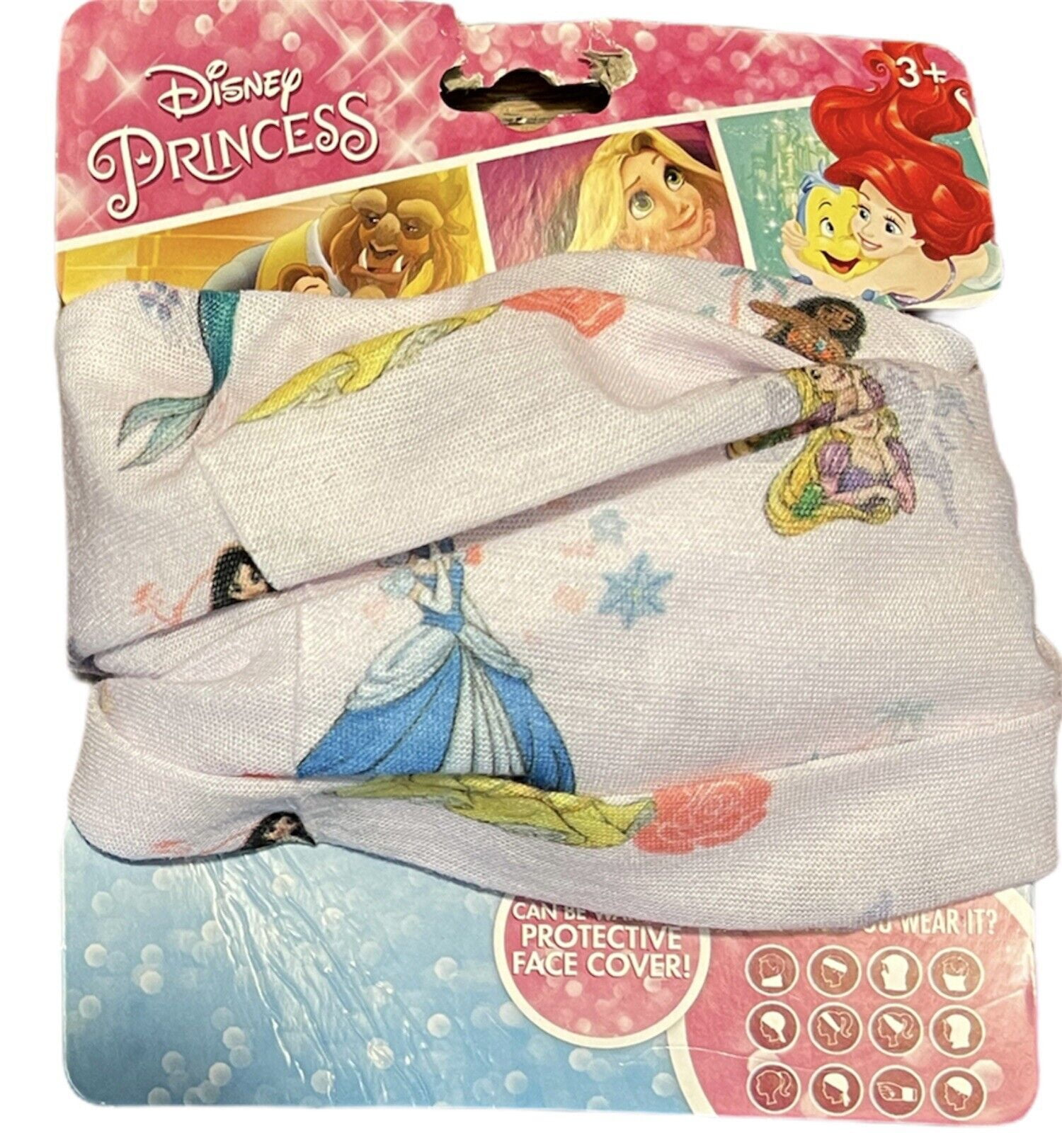 DISNEY Princess Face Mask Bandana Neck Gaiter Protective Face Cover ...