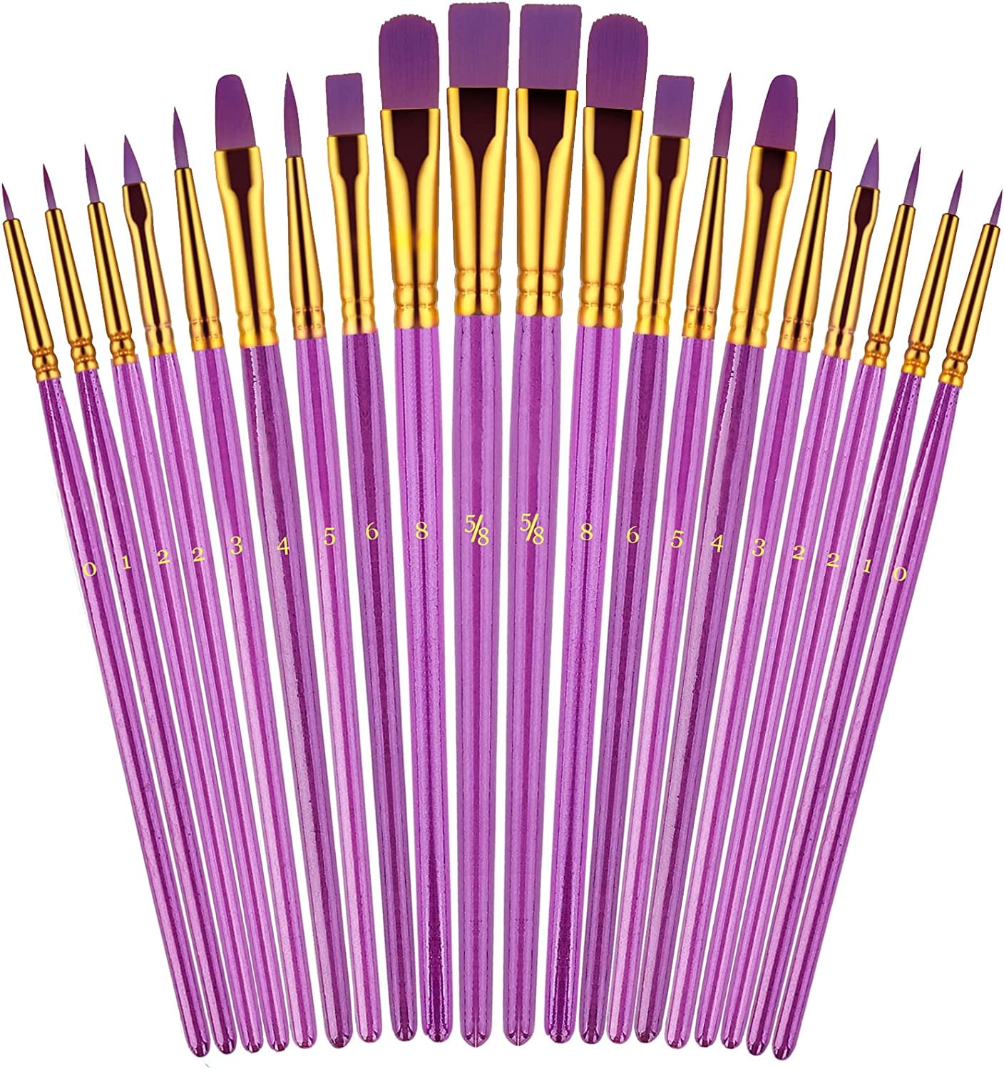 Paint Brushes Set, 2Pack 20 Pcs Paint Brushes for Acrylic Painting, Oil ...