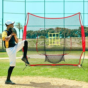 7'×7' Baseball Softball Practice Net with Strike Zone and Carry Bag ...