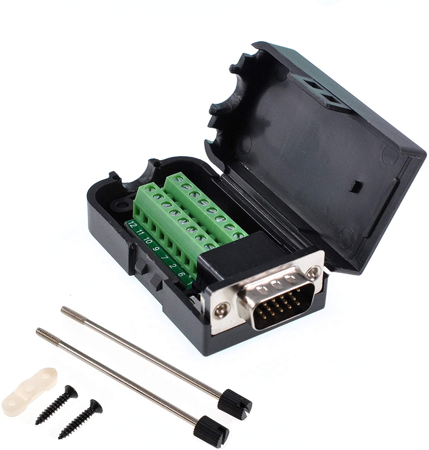 Oiyagai DB15 3+9 D-SUB VGA Male 3Row 15Pin Connector Adaptor Screw Terminal Breakout Board Free ...