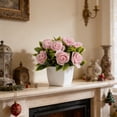 Artificial Potted Rose Mini Rose Arrangement Faux Silk Flowers in ...