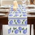 Blue Purple Flowers Burlap Cotton Table Runner 13x120 Inches Long ...