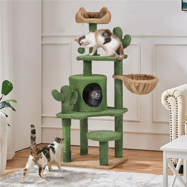 Smile Mart 54.5″ H Cactus Cat Tree with Padded Perch for Medium-sized ...