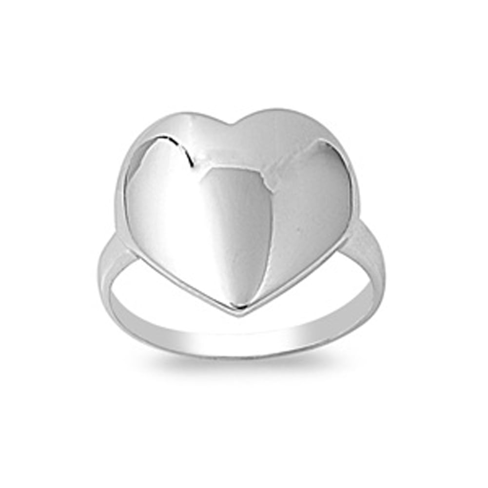 Curved Heart Purity Love Ring .925 Sterling Silver Band Jewelry Female ...