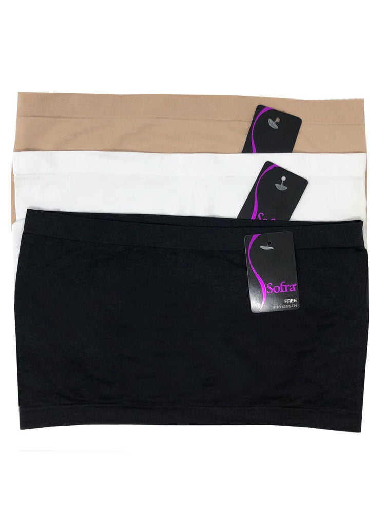 LAVRA Women's Strapless Bra Cropped Seamless Tube Top Stretch Sport ...