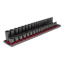 TEKTON 3/8 Inch Drive 6-Point Socket Set with Rails, 38-Piece (6-24 mm ...