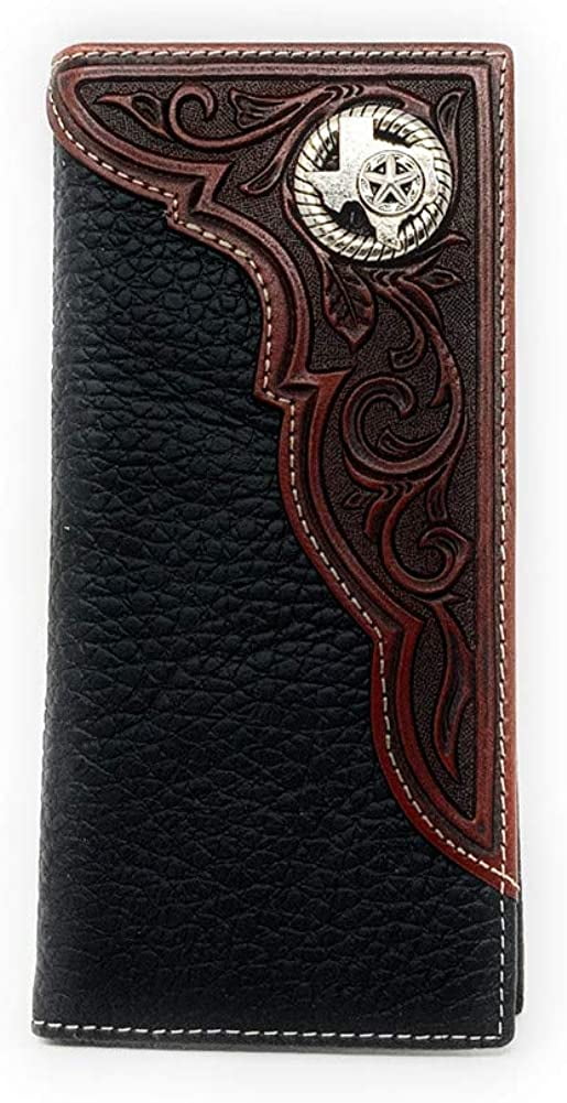 Western Premium Genuine Leather Tooled Men's Long Bifold Wallet premium ...
