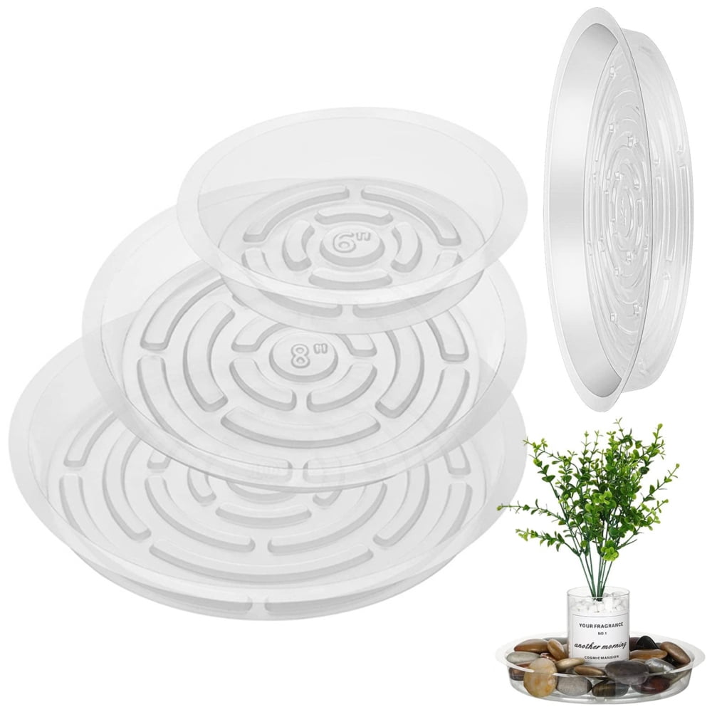 30 Pack Clear Plastic Plant Saucer Drip Trays Small Plant Plate Dish ...