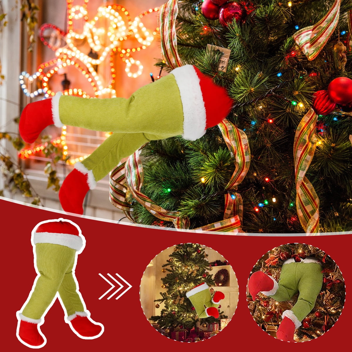 HOTBEST Santa Kicking Legs Ornaments Christmas Tree Elf Stuffed Legs ...