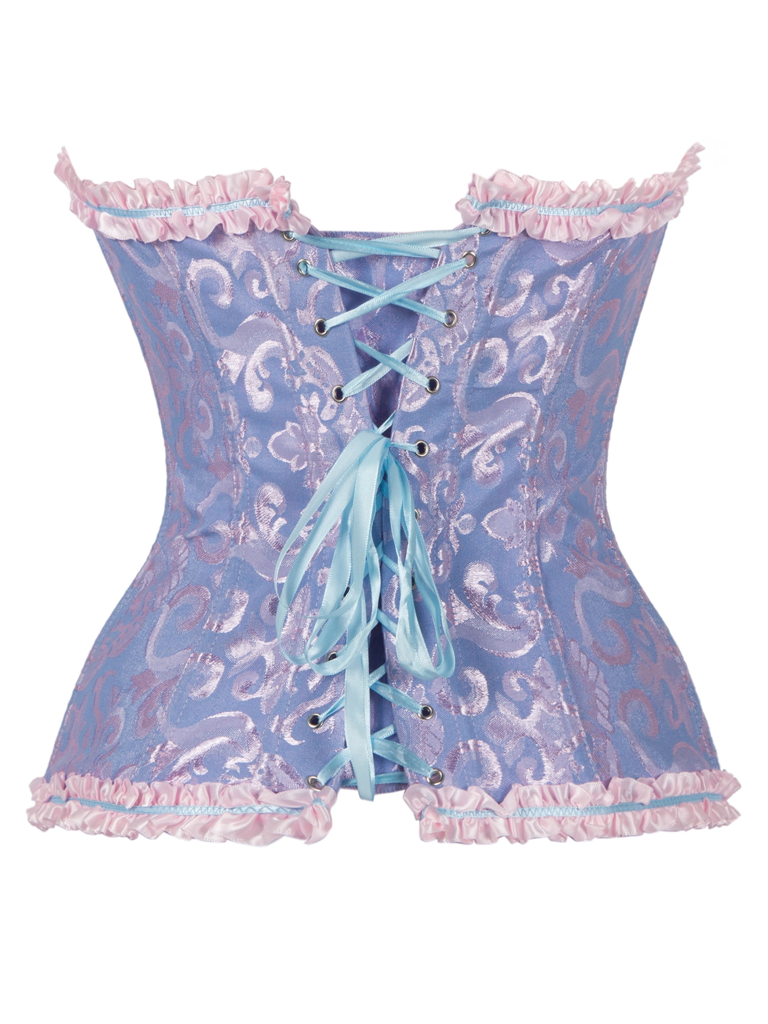 Lelinta Sexy Womens Satin Lace Up Overbust Corset Plus Size Waist