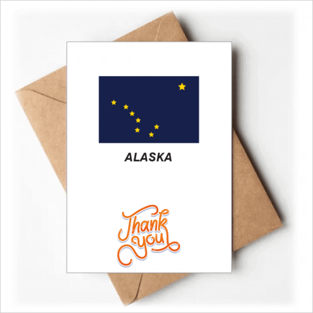 American State Flag Contour Alaska Thank You Cards Envelopes Blank Note ...