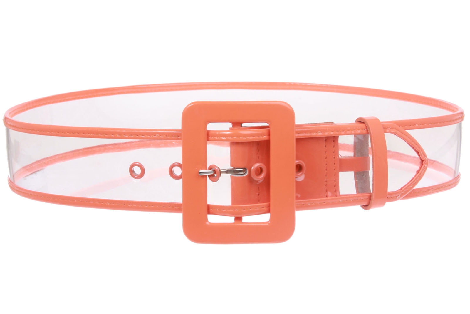 Women's 2" Wide Color-Trimmed Patent Leather Transparent Jelly Clear ...