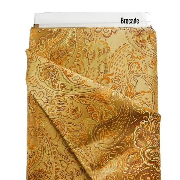 Shason Textile 59" Brocade Paisley Fabric by the Yard, Gold - Walmart.com