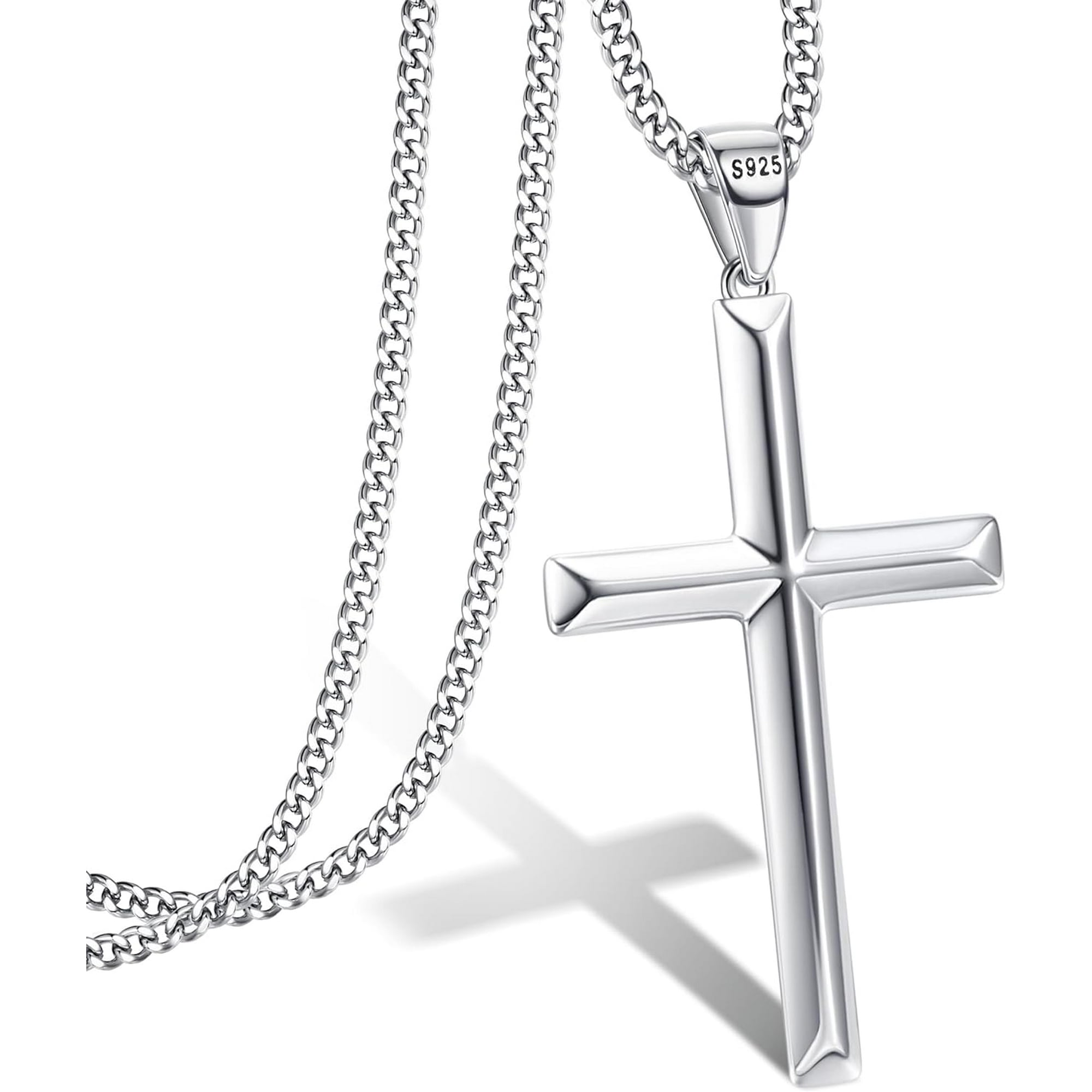 Click here for Flafree Solid S925 Sterling Silver Cross Necklace... prices