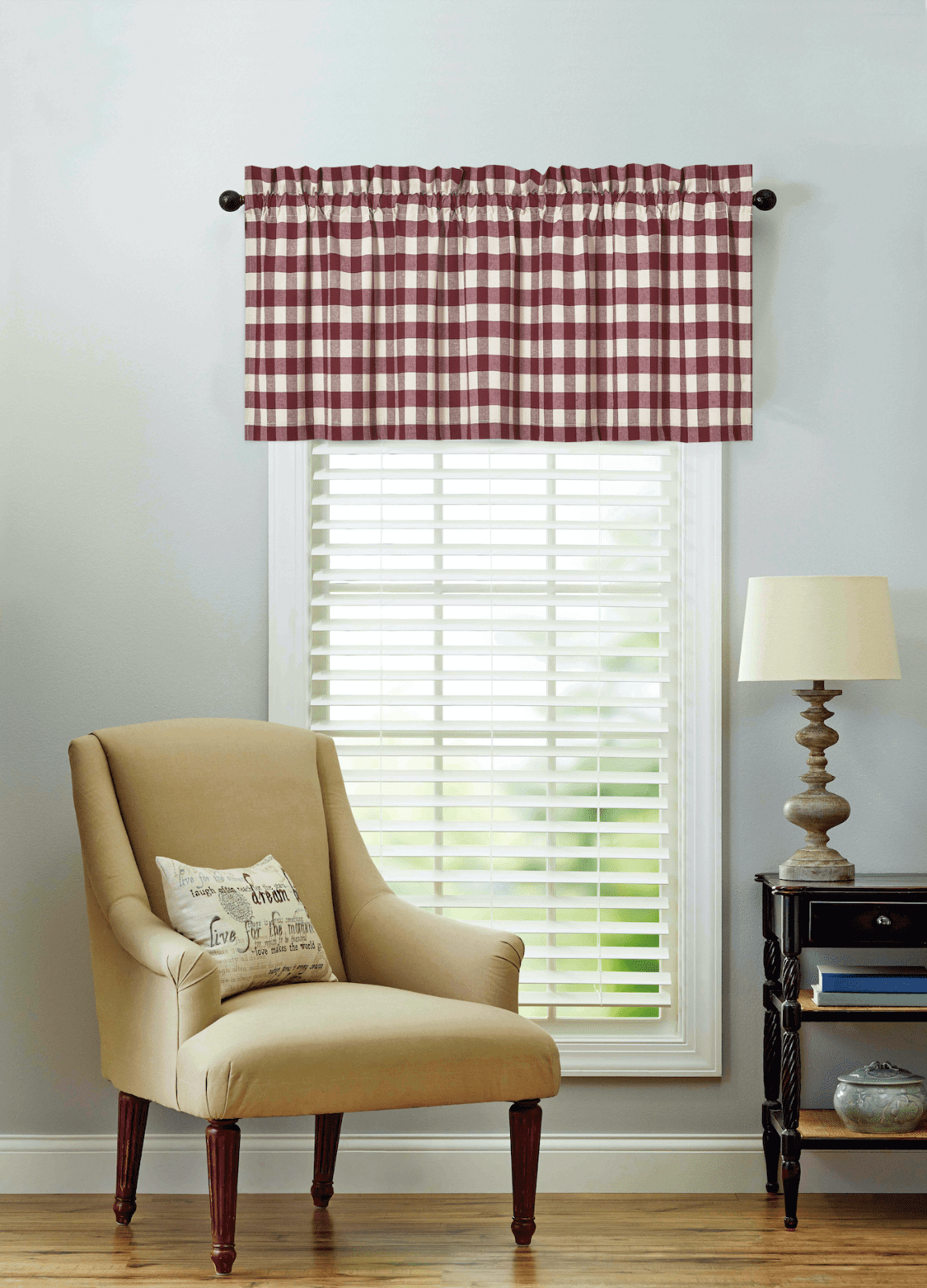 Kate Aurora Country Farmhouse Plaid Lodge Rod Pocket Window Valance ...