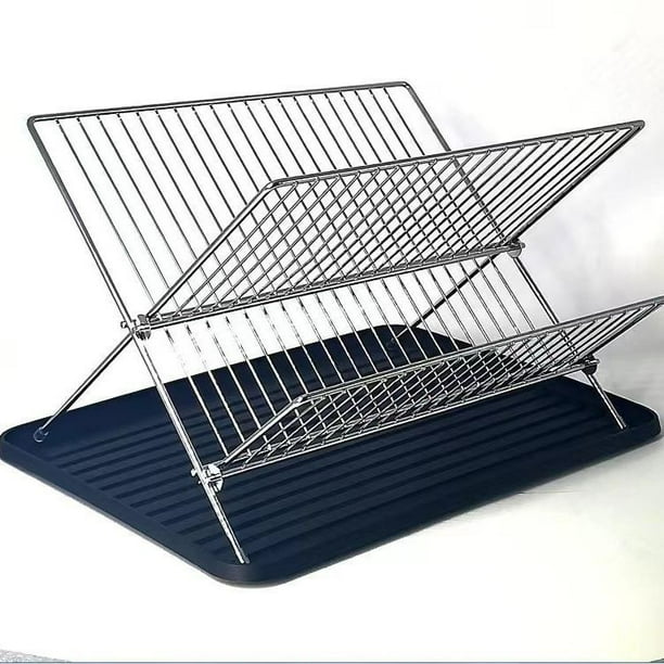 X-Shaped Collapsible Draining Dish Rack with Drainboard,Stainless Steel ...