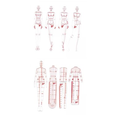 Fashion Illustration Ruler Figure Sewing Design Template Tailoring ...