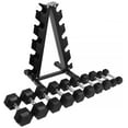 BalanceFrom 150LB Rubber Coated Hex Dumbbell Weight Set with A-Frame ...