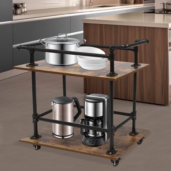 Industrial-Style Rolling Buffet Carts - White - Walmart.com