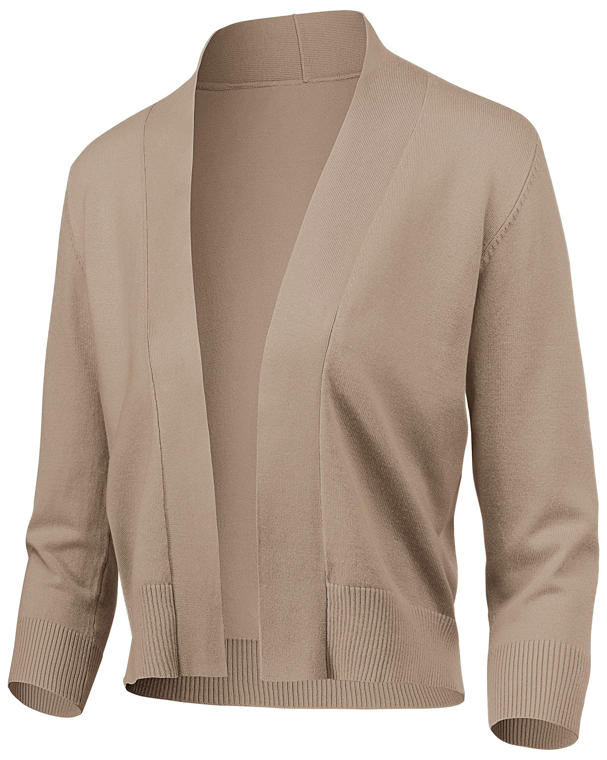 URBAN DAIZY Women's Classic 3/4 Sleeve Crop Bolero Cardigan Open Front ...
