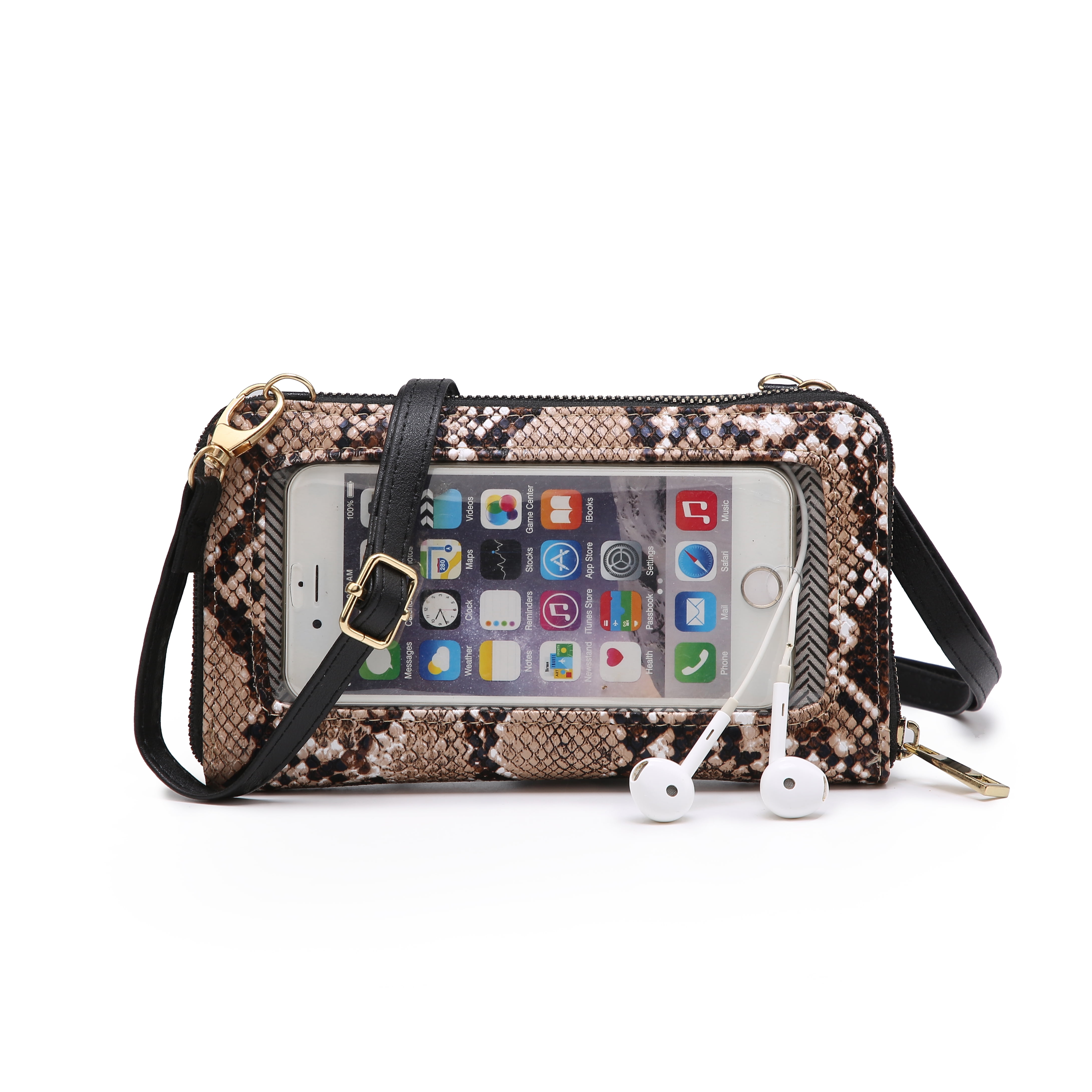 POPPY Women's Crossbody Wallet with Clear Transparent Cell Phone Window ...