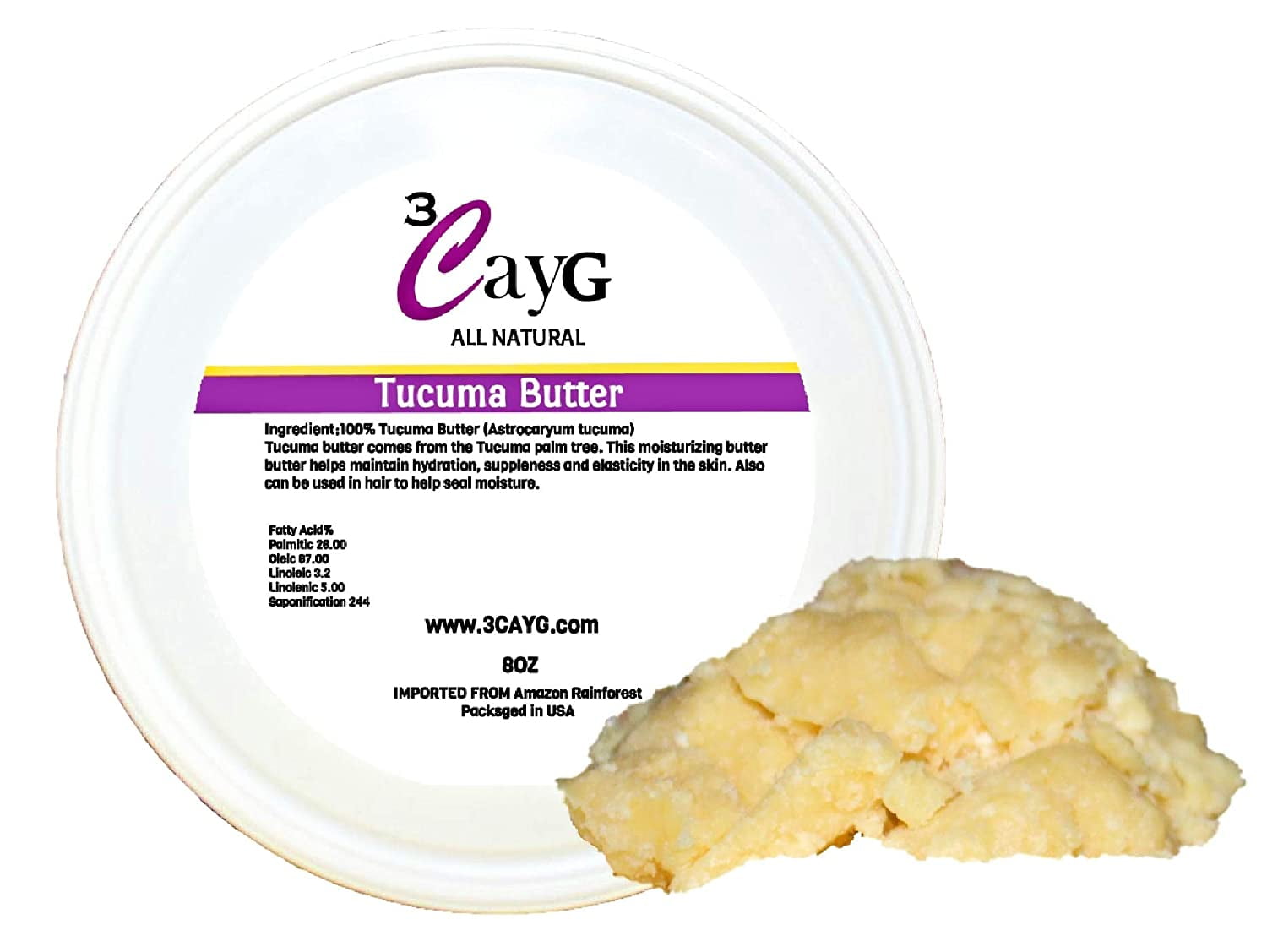 Tucuma Butter 100% Pure Raw Unrefined 8oz - Walmart.com