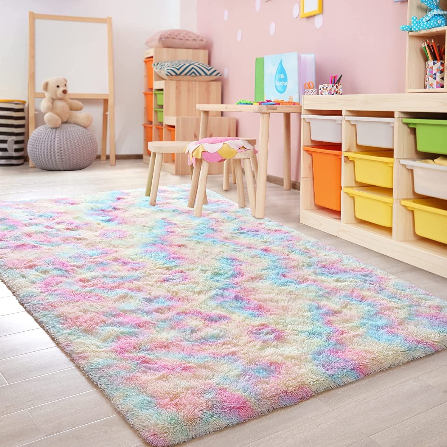 YJ.GWL Rainbow Area Rugs Colorful Carpet Plush Rug for Living Room ...
