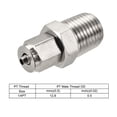 Uxcell Stainless Steel 1/4PT Male Thread x 4mm OD Tube Compression Tube ...