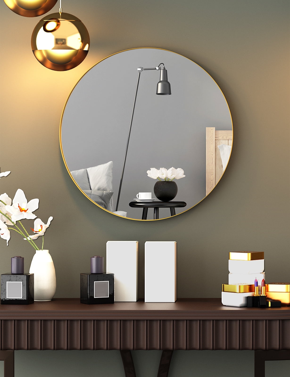 LANTRO JS Metal Round Wall Mirror - Walmart.com LANTRO JS Metal Round Wall Mirror - Walmart.com