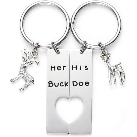 Her Buck His Doe Keychains Hunting Gifts Wedding Deer Boyfriend Key ...