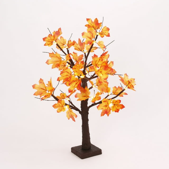 Maple Leaf Fall Foliage 24 Table Top Led Battery Op Figurine Harvest