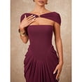 Burgundy Off-The-Shoulder Draped Bustier Mermaid Hem Evening Dress For ...